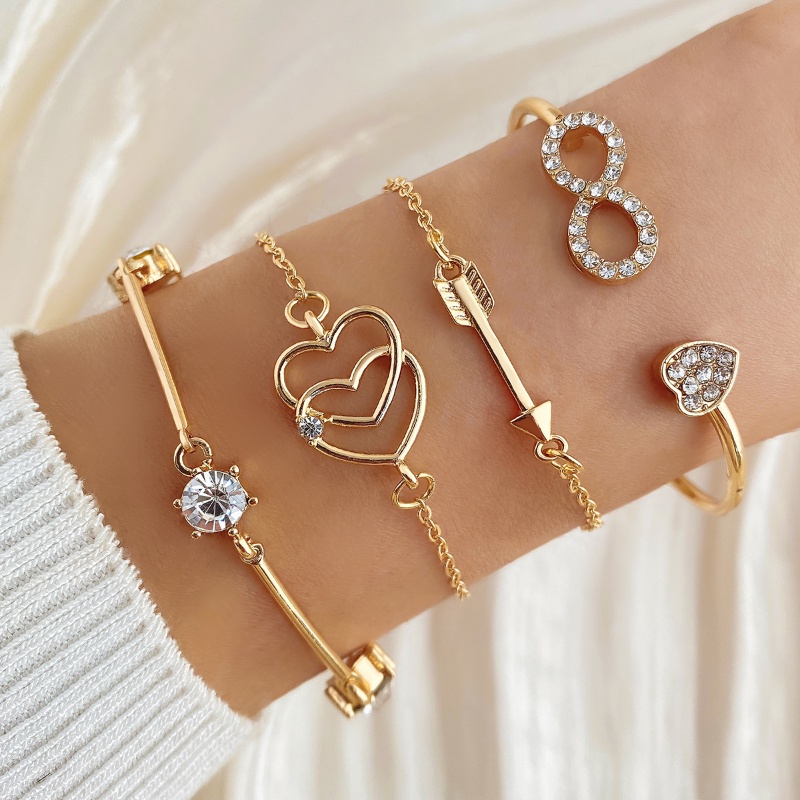 6PCS European and American Demeanor Fake Accessories Gold Bracelet ...