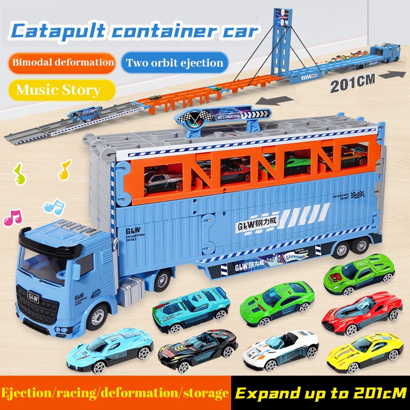 EASY WEARHOUSE Ejection Track Toy Truck Friction Folding Truck ...