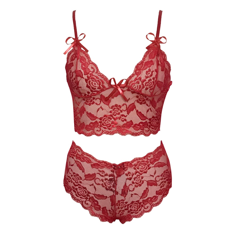 Women's Sexy Lingerie Set Blue Color Thin Lace Flower Printed Underwear ...