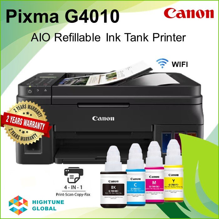 Canon Pixma G4010 4-in-1 (Print, Scan, Copy, Fax) Wireless Refillable ...