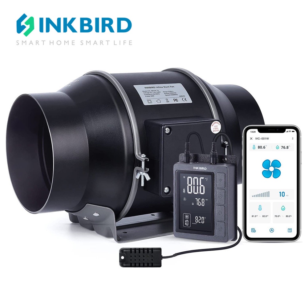 INKBIRD IVC-001W 6 Inches Inline Duct Exhaust Fan with Smart Controller ...