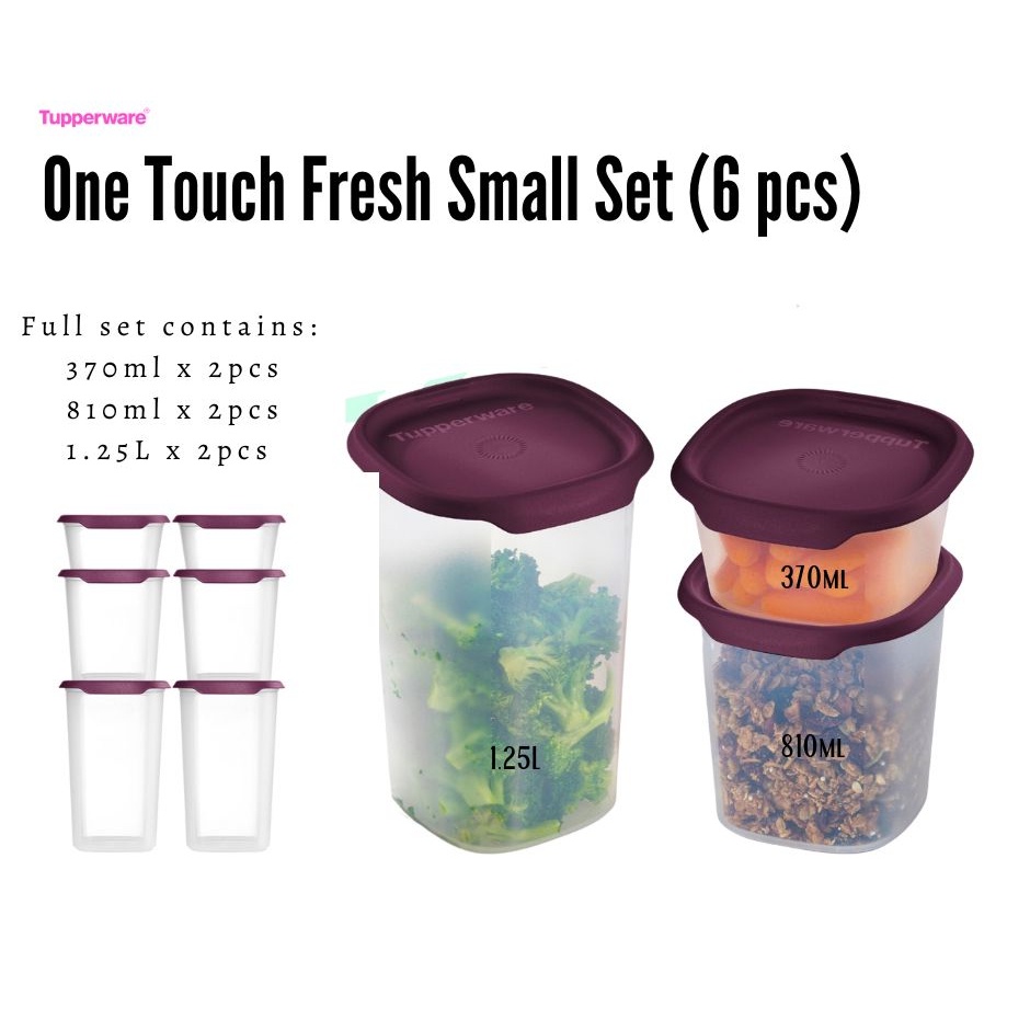 Tupperware OT Fresh Small One Touch Empat Segi Square Set Bekas Kuih Airtight Food Container ...