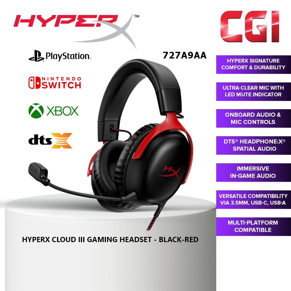 HyperX Cloud III DTS X-Spatial Audio Wired Gaming Headset Black/Red 727A9AA | Shopee Malaysia
