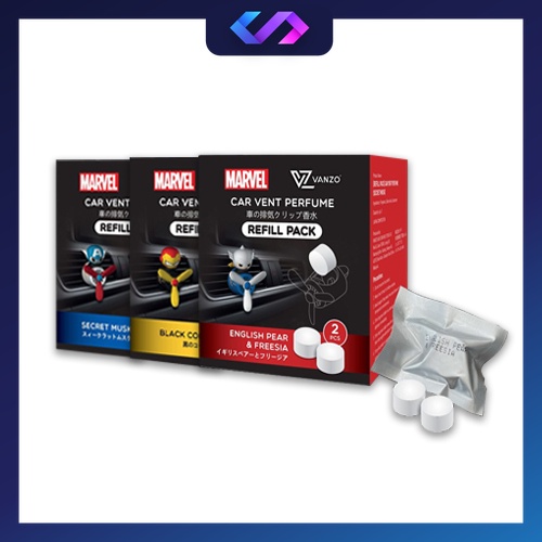 [ Refill Pack ] Vanzo Marvel Series Car Vent Perfume 4g x 2 ( English ...