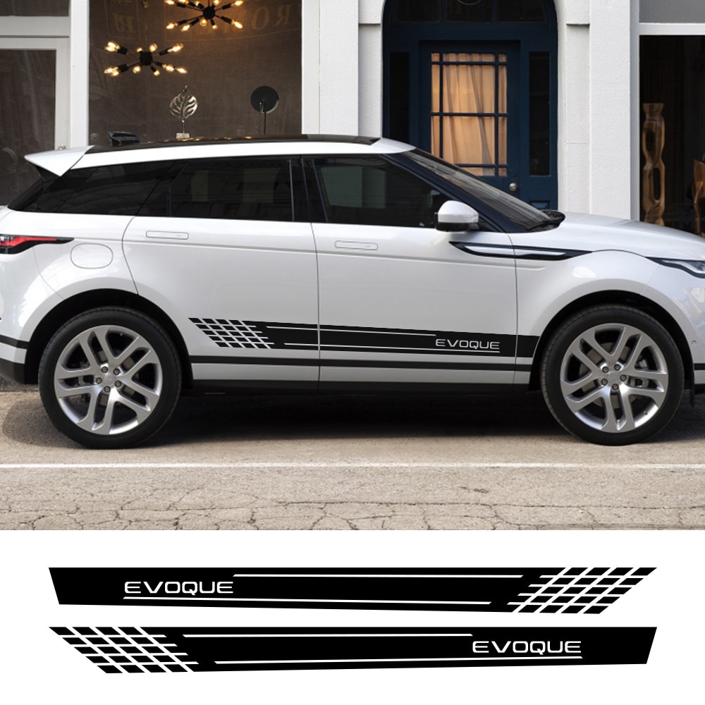 2pcs Car Door Side Racing Stripe Stickers For Land Rover Range Evoque ...