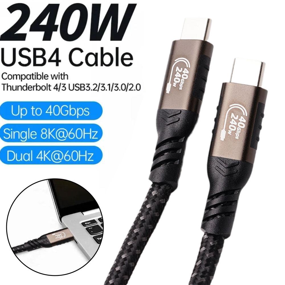 USB4 Data Cable Thunderbolt 4 Type C Dual 4K 8K 60hz Projection Cable ...