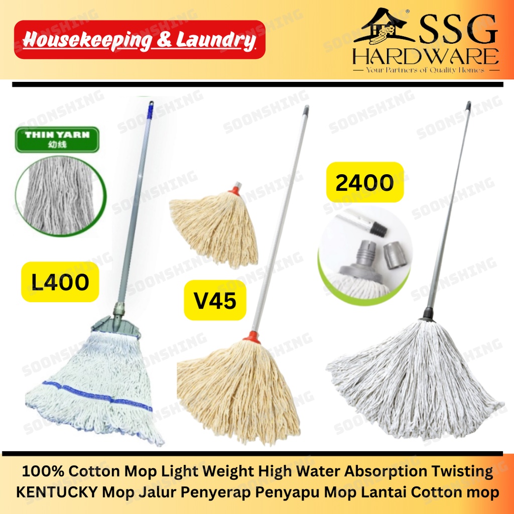 100% Cotton Mop Light Weight High Water Absorption Twisting KENTUCKY ...
