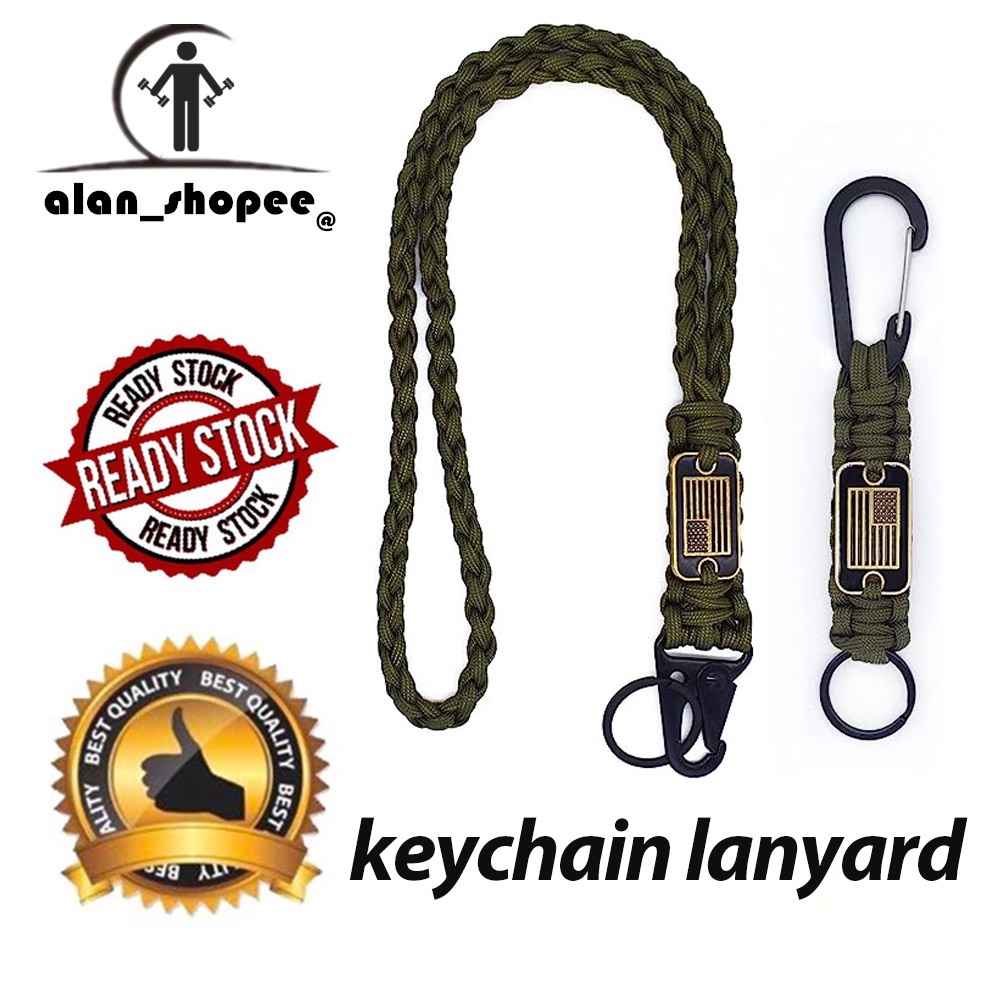 2 Pcs Heavy Duty Braided Paracord Lanyard Keychain, Parachute Rope ...