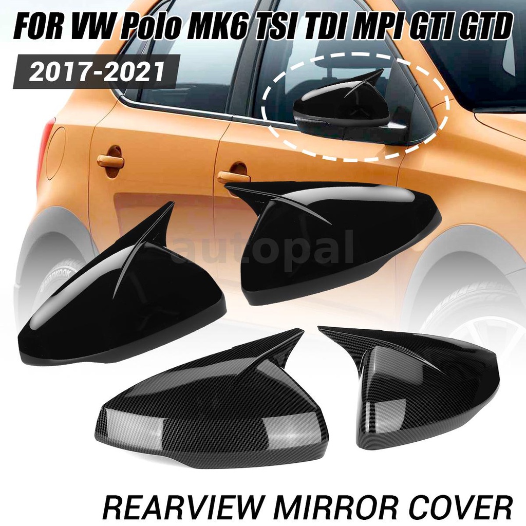 For VW Polo MK6 TSI TDI MPI GTI GTD 2017-2021 Pair Rear View Mirror Cap ...