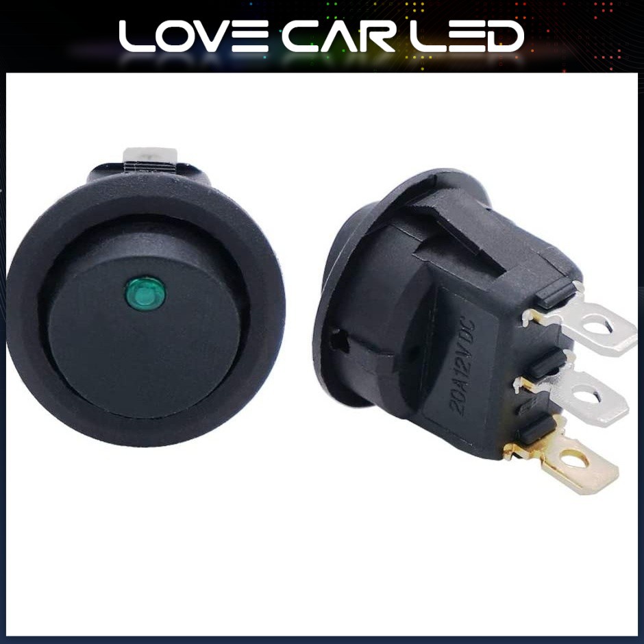 Green 12V LED Dot Light Car Boat Rocker Switch Power OFF ON SPST Round ...