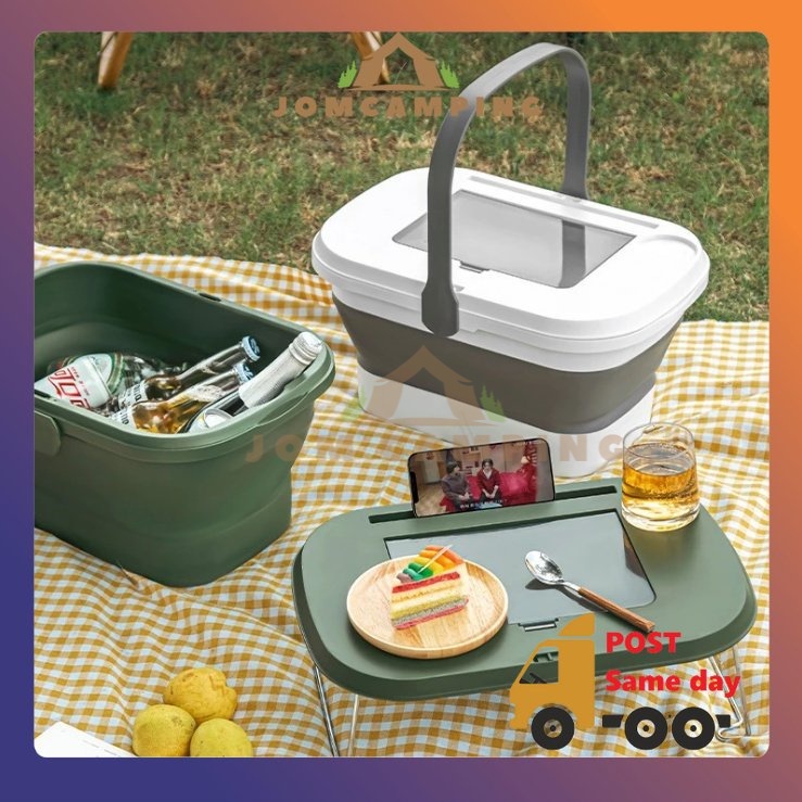 Multifunctional Folding Picnic Bucket With Lid Portable Mini Camping ...