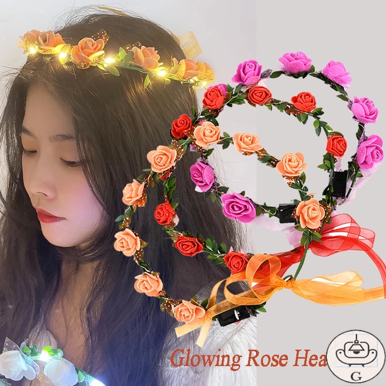 GS Glowing Garland Wedding Party Crown Flower Headband /LED Light ...