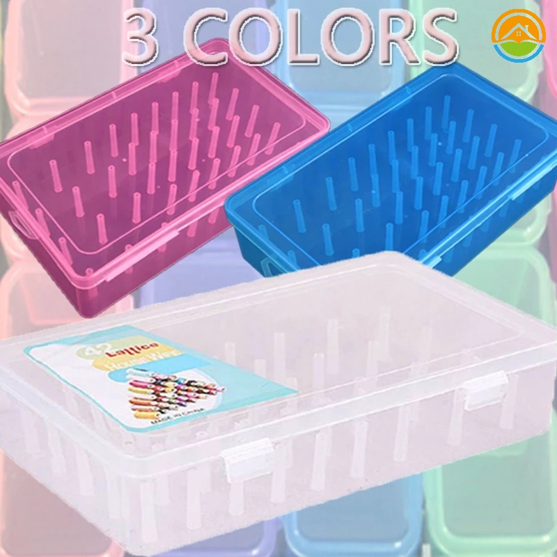 42 Axis Sewing Thread Storage Box/ Thread Cylinder Transparent Blue ...