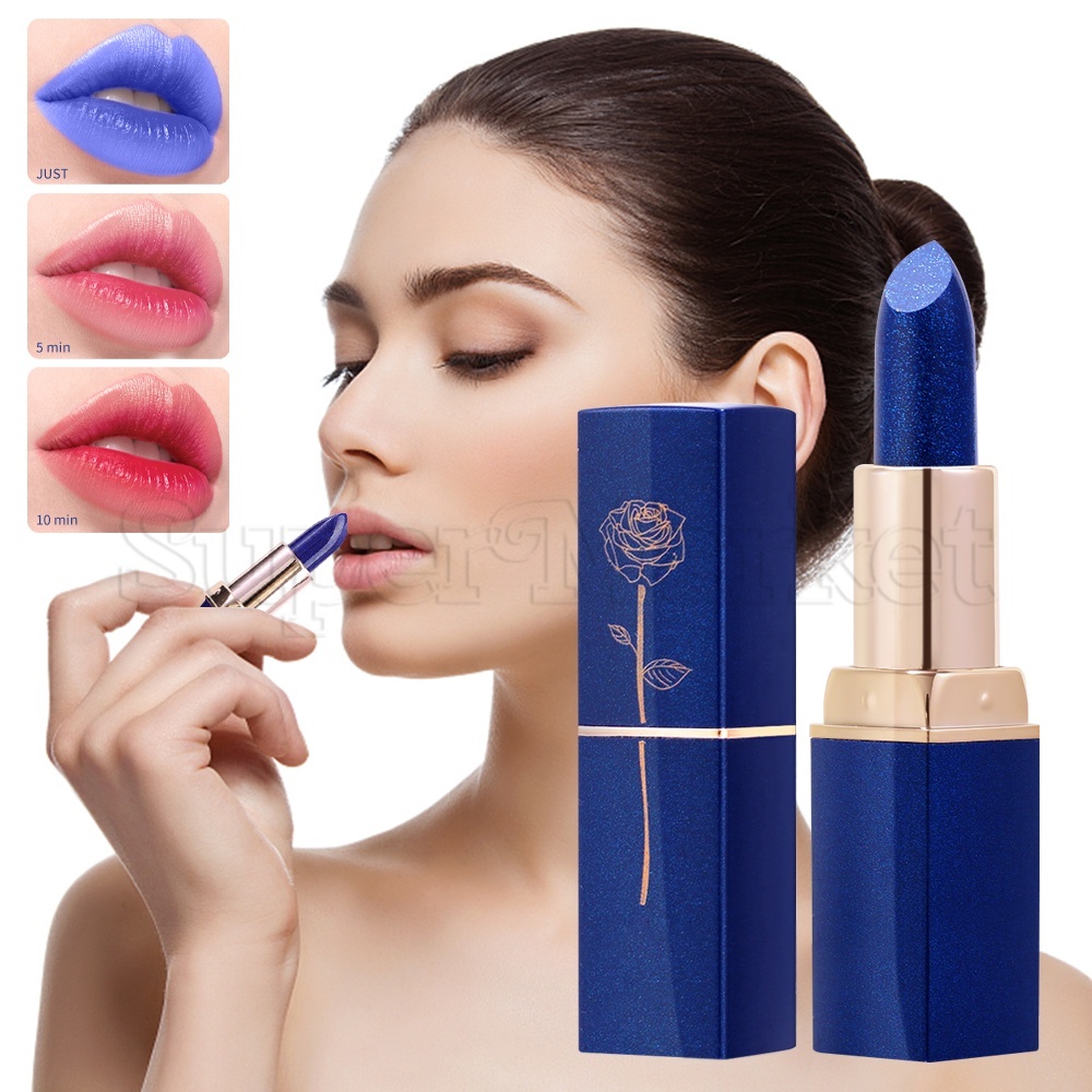 LESSXCOCO Discolored Lipstick Blue Rose Lipstick Temperature Color ...