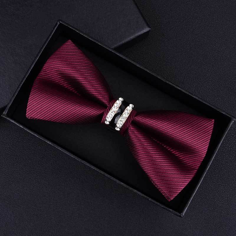 Men Formal Business Bow Tie British Diamond Bow Groom Wedding Red ...