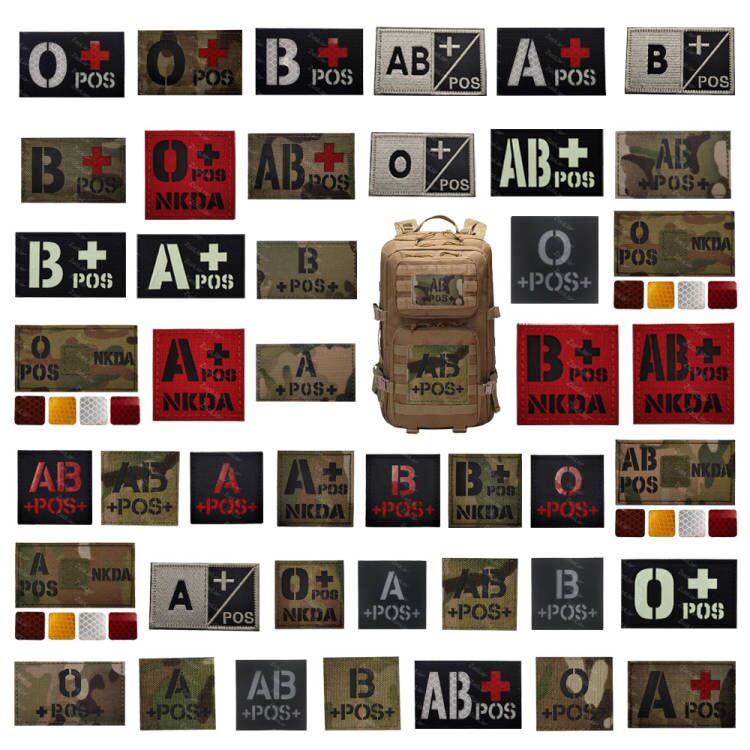 Velcro Patch Reflective IR Badge Large Blood Type A B O Night ...