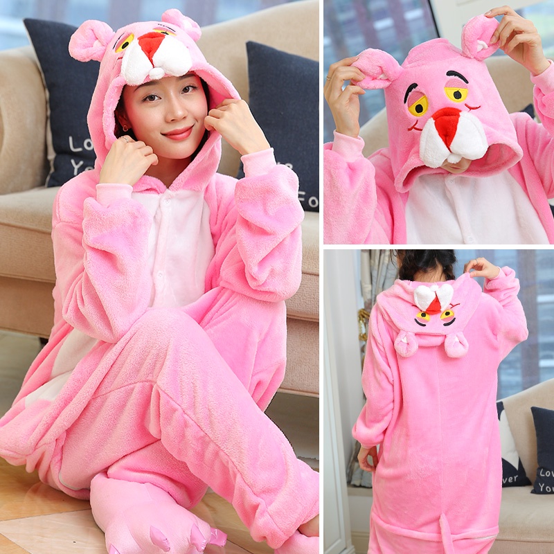 Women Men Pink Panther Panda Frog Stitch Kigurumi Animal Pajamas Cute ...