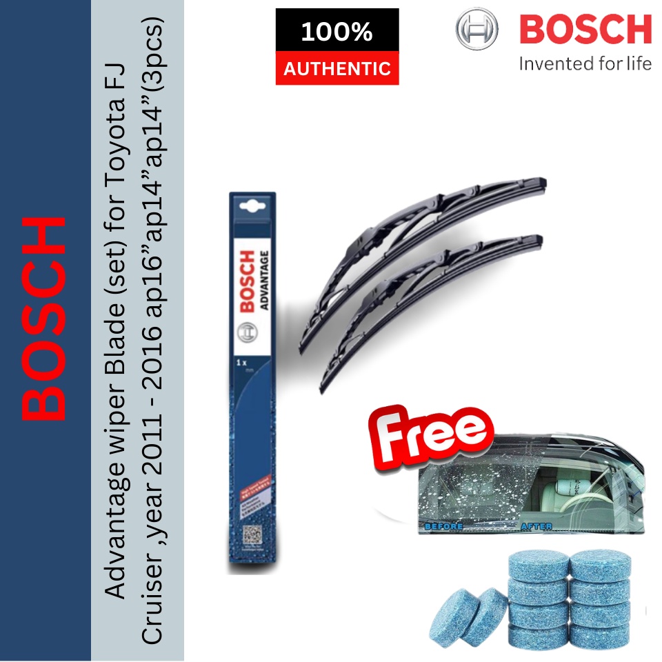 Bosch Advantage wiper Blade (set) for Toyota FJ Cruiser ,year 2011 - 2016 ap16”ap14”ap14”(3pcs ...
