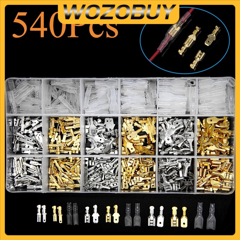 540Pcs Terminals Kit Assortment Female Male Electrical Spade Wire Butt ...