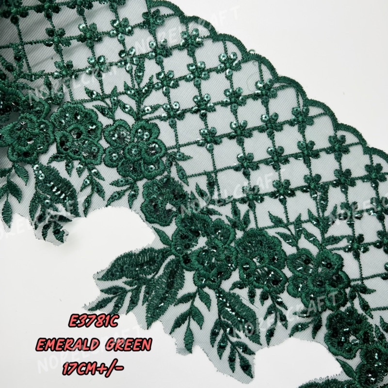 1METER[E3781C]TRIMMING SEQUIN LACE/SEQUIN FLOWER LACE/RENDA BUNGA BAJU ...