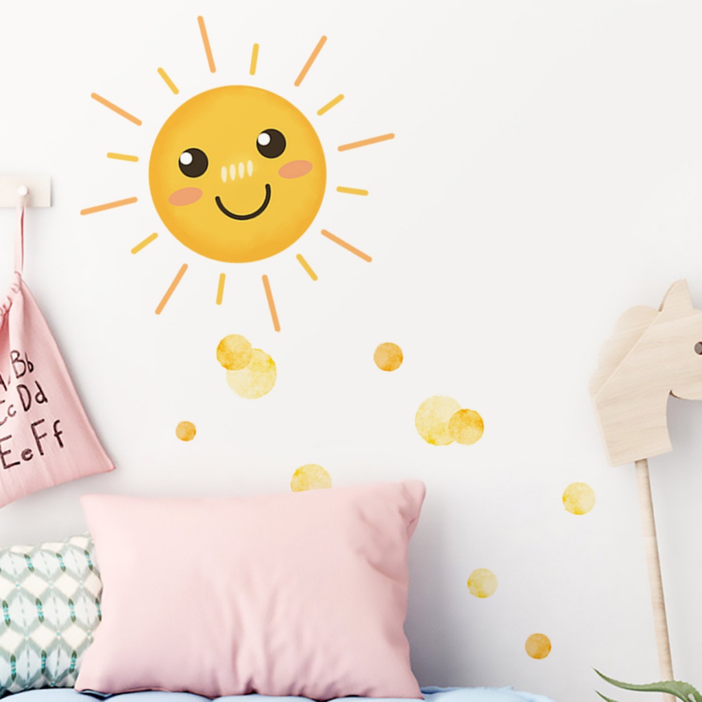 Smiling Sun Wall Sticker Wall Decal Sun Wallpaper for Kindergarten Home ...