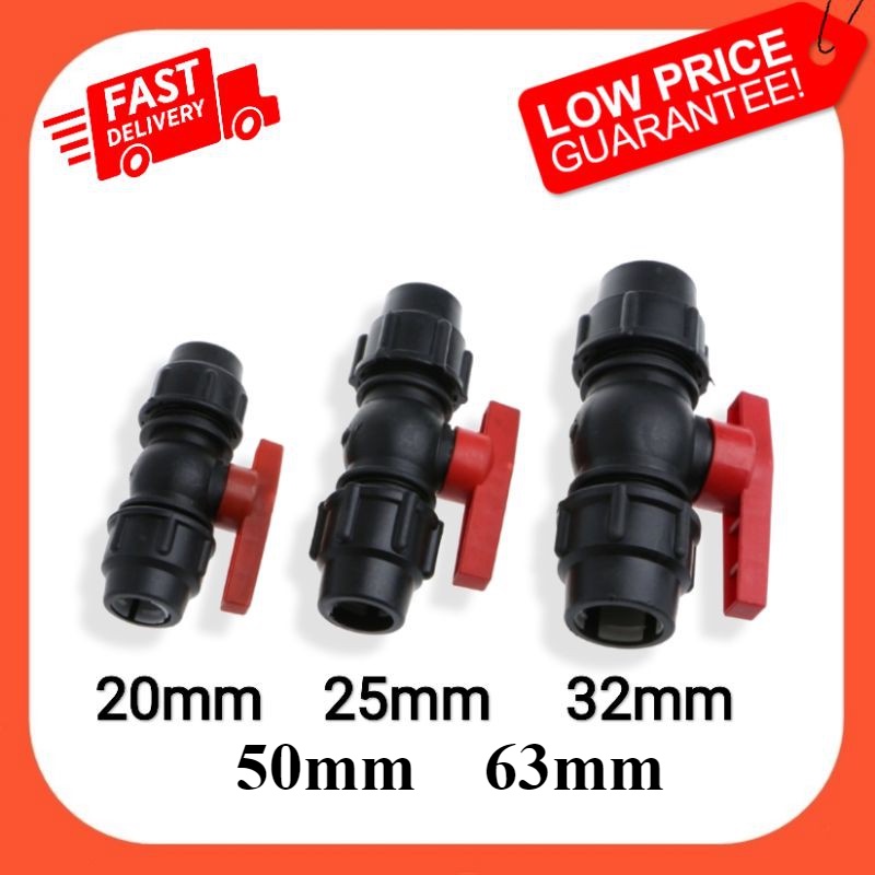 HDPE Poly Ball Valve Stopcock 20mm 25mm 32mm 50mm 63mm Compression PE ...