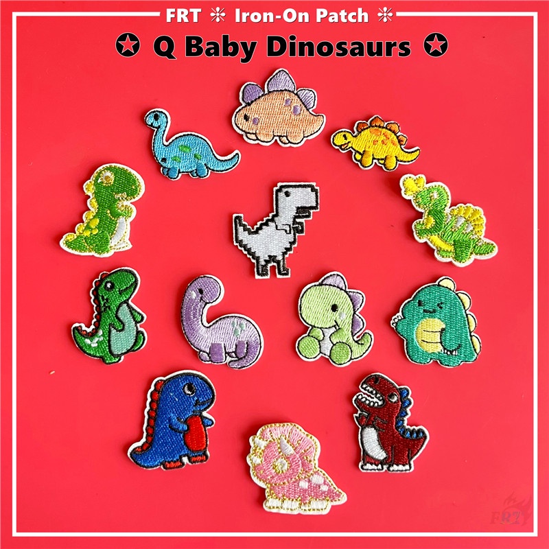 ☸ Q Baby Dinosaurs - Q Dinosaur Q-2 Iron-on Patch ☸ 1Pc DIY Sew on Iron ...