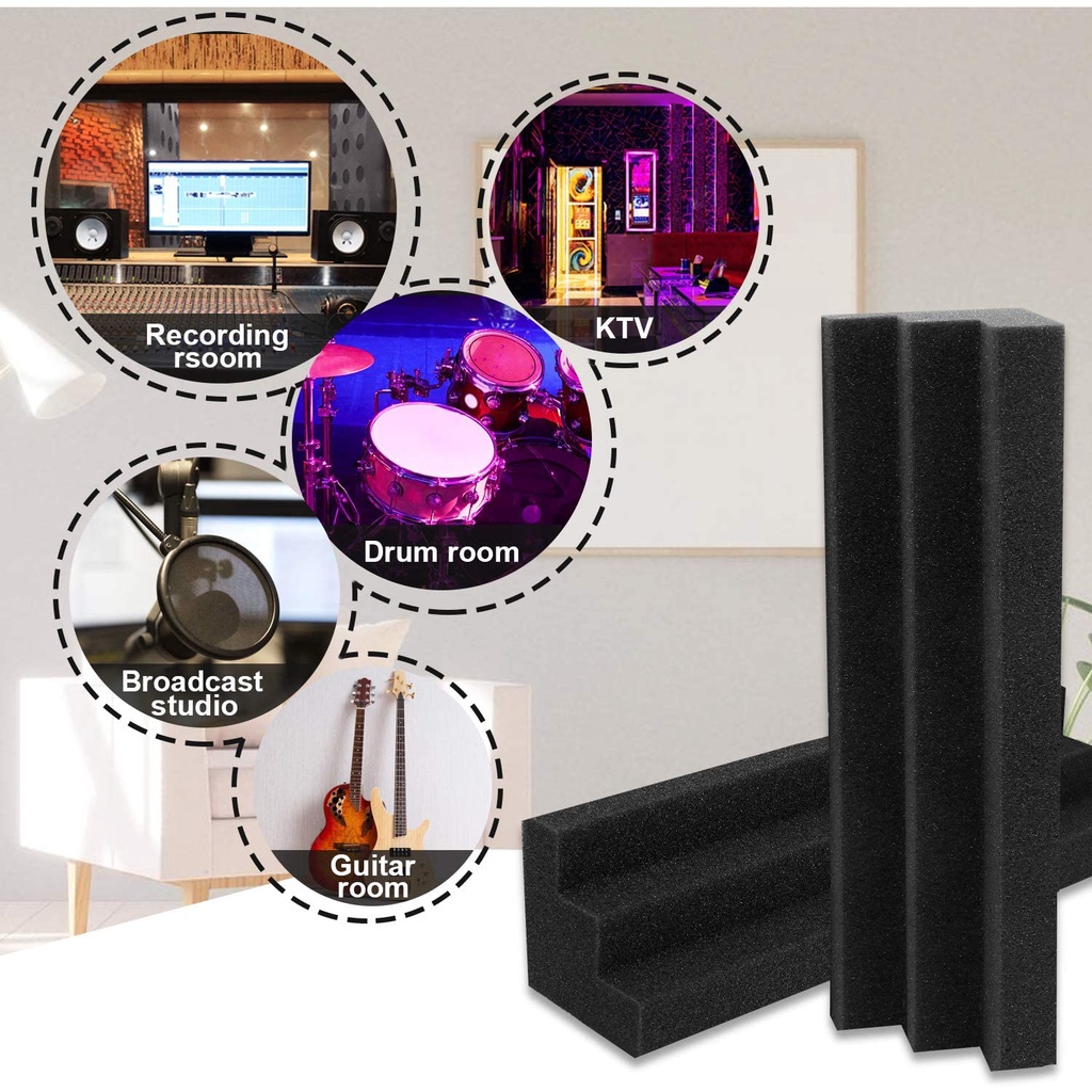 12pcs Ladder Bass Trap Wall Corner Block Echo Acoustic Foam Soundproof ...