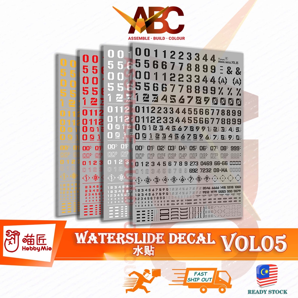 (HobbyMio) Waterslide Decal (HIQ) - VOL5 Number Universal (Fluo ...