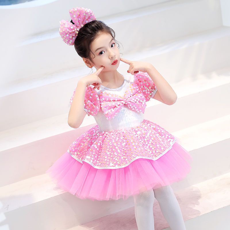 Children's costumes girls dress fluffy yarn dress dance costume cute ...