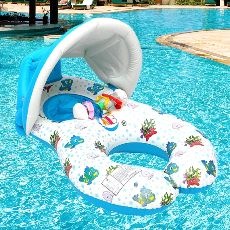 Portable Mother Children Swim Circle Inflatable Safety Swimming Ring ...