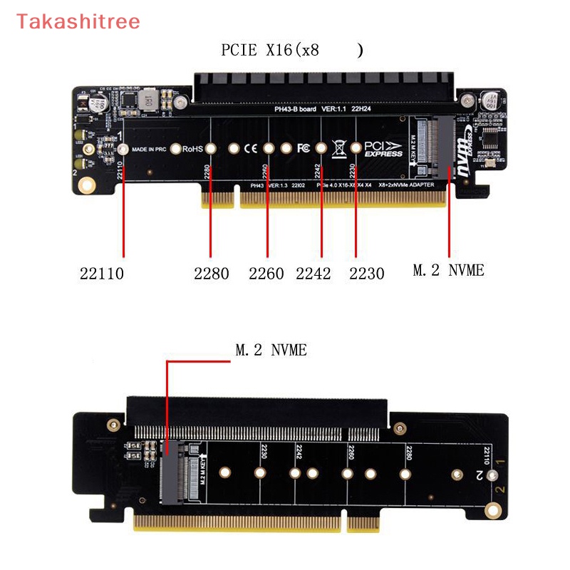 (Takashitree) PCIE Splitter Adapter Card Nvme Expansion Riser Card 8+4 ...