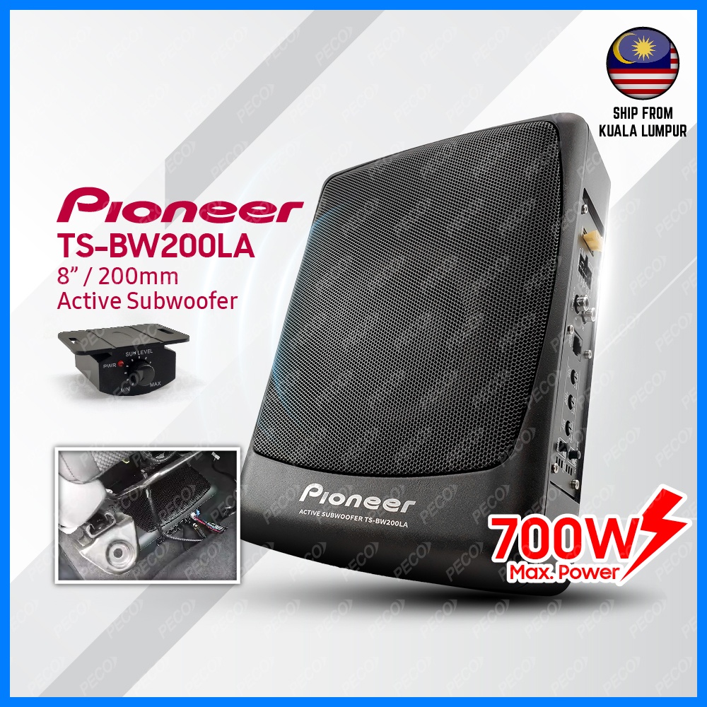 Pioneer TS-BW200LA 200mm(8") Underseat Active Subwoofer 700 Watts ...