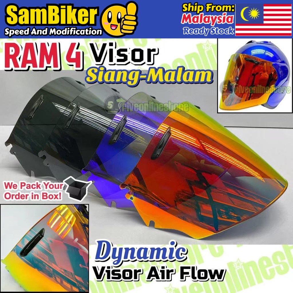 Helmet Visor RAM 3 RAM 4 RAM5 TSR & AKILA Visor Siang Malam With ...
