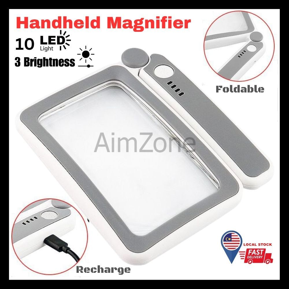 AimZone Kanta Pembesar 10 LED Magnifier 4X Magnifying Glass with Light ...