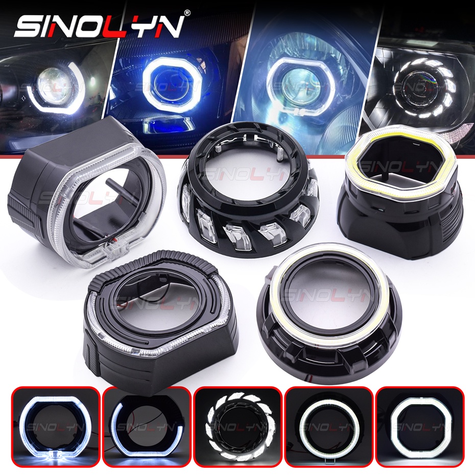 Sinolyn 2.5''/3'' Black Shrouds With LED Angel Eyes For WST/Hella 3R ...