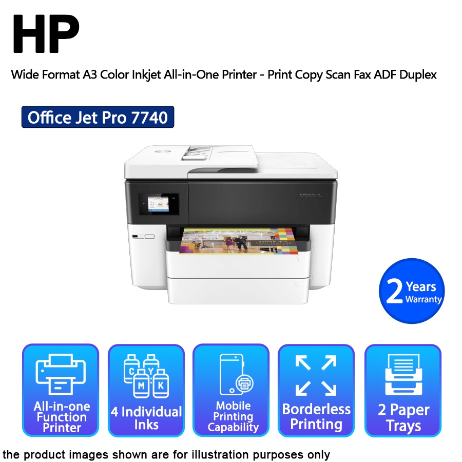 HP OfficeJet Pro 7740 Wide Format A3 Color Inkjet All-in-One Printer ...