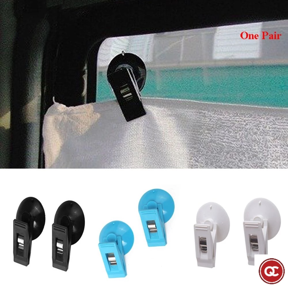 QC 2Pcs Car Interior Window Suction Cup Storage Clip Plastic Removable ...