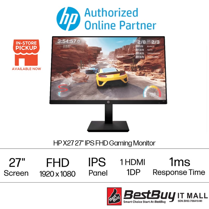 HP X27 FHD Gaming Monitor - AMD FreeSync, IPS FHD, 165Hz Refresh Rate ...