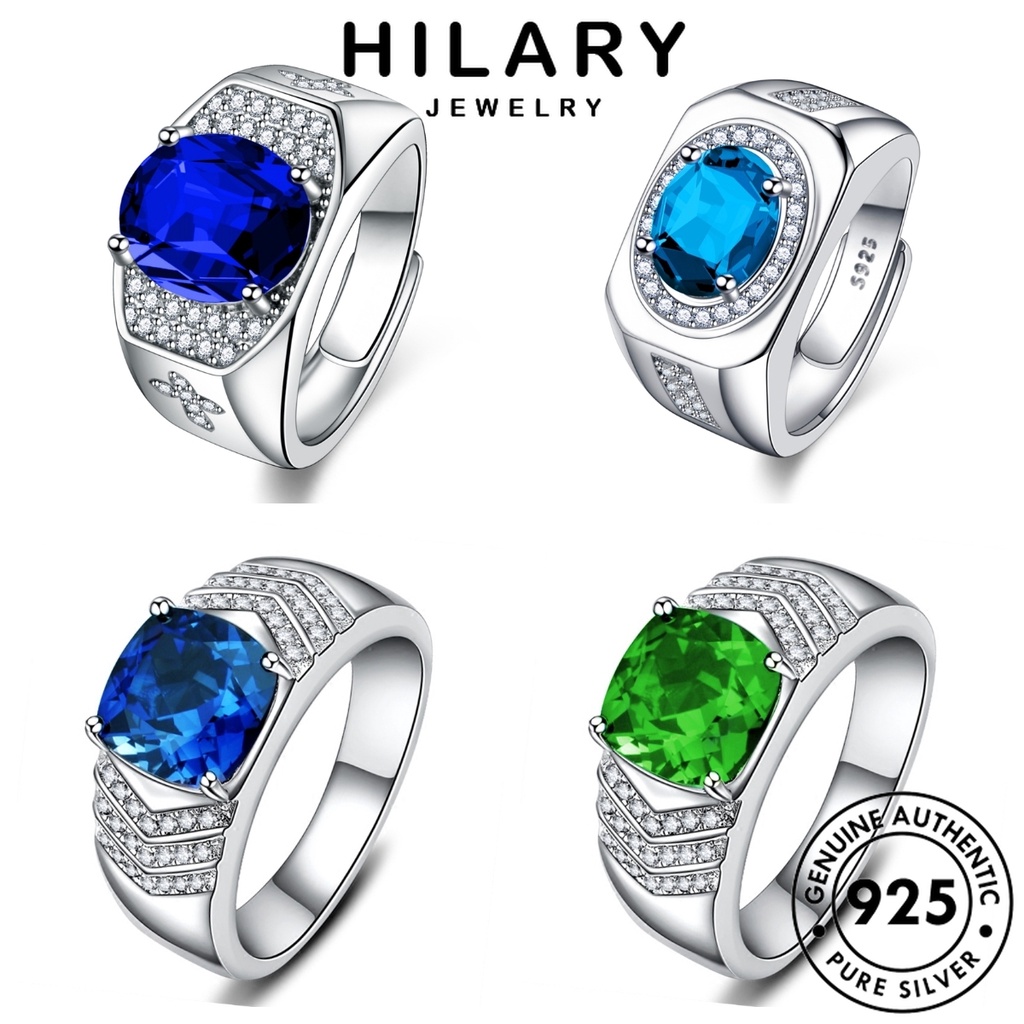 HILARY JEWELRY Sapphire Sterling 純銀戒指 Accessories Emerald Cincin Men ...