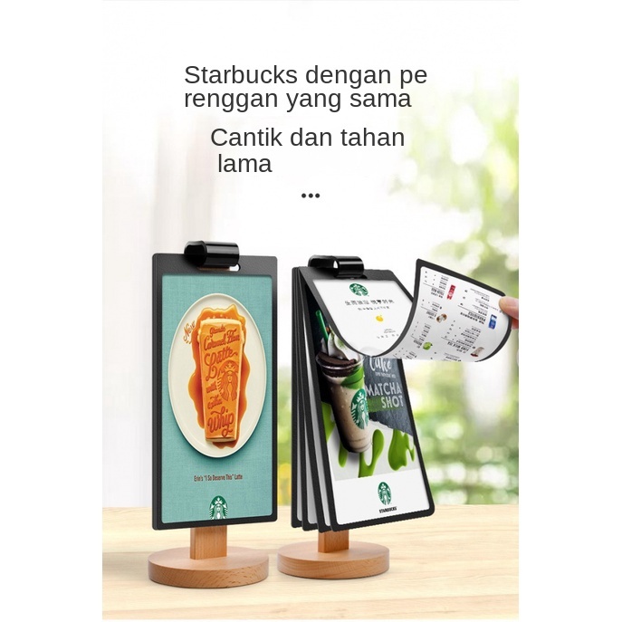 Hotel Ordering Card Display Stand Loose-Leaf Menu Solid Wood Restaurant ...