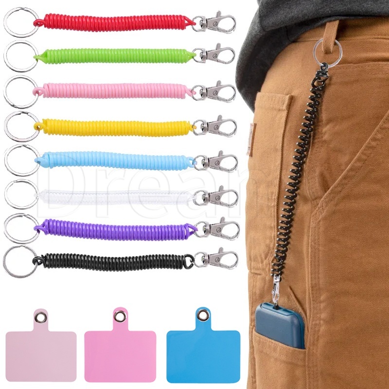 For Keys Wallet Car Key Clasp Hook Spiral Retractable Spring Mobile ...