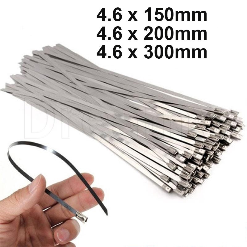 20 Pcs Metal Zip Ties / 11.8" 304 Stainless Steel Exhaust Wrap Coated ...