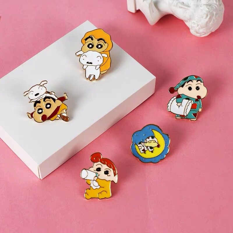 Cute Crayon Shin-chan Enamel Pin Funny Cartoon Animation Brooch Lapel Brooches Badge Jewelry ...