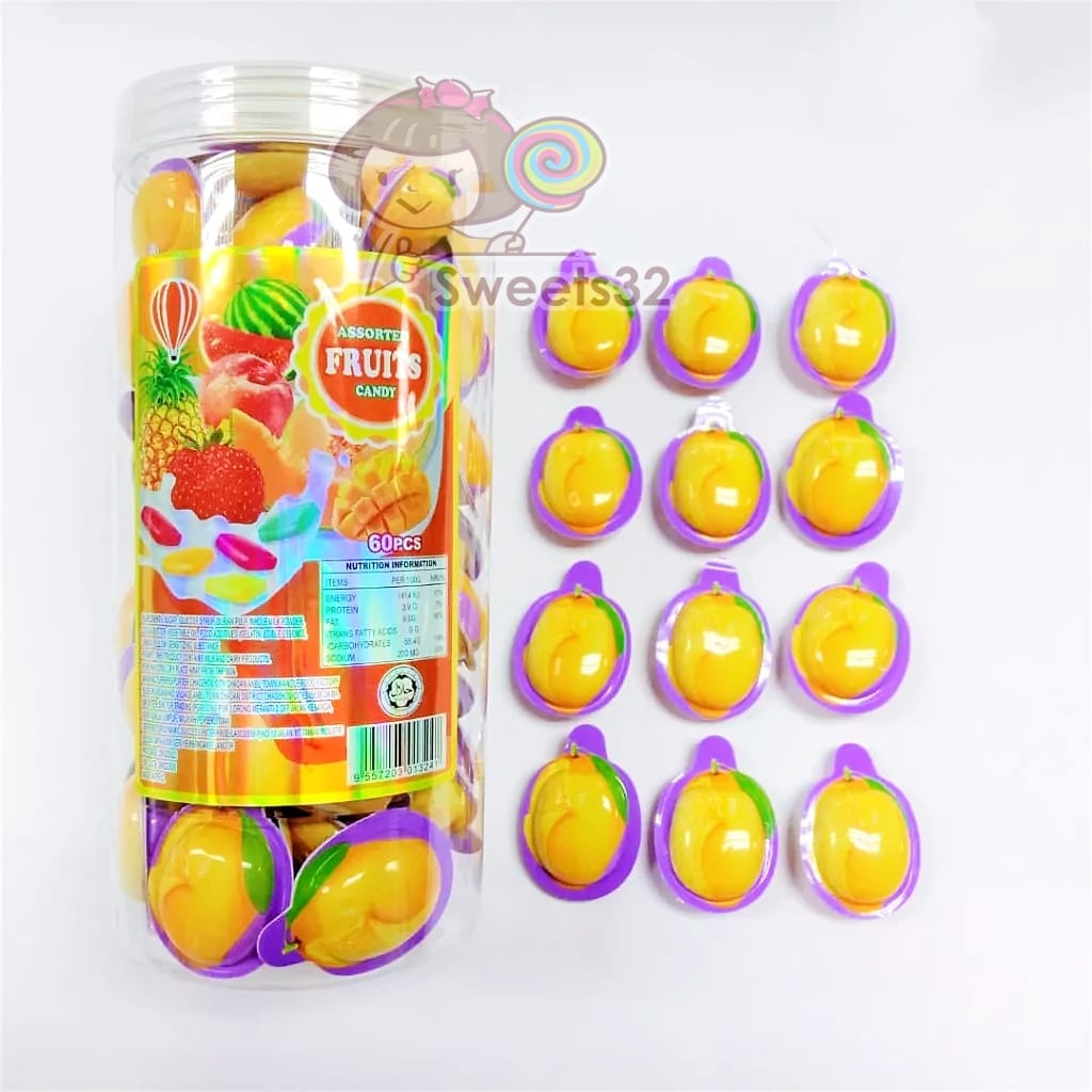 60pcs Viral Tiktok Assorted Fruits Chewy Candy Peach/Strawberry ...