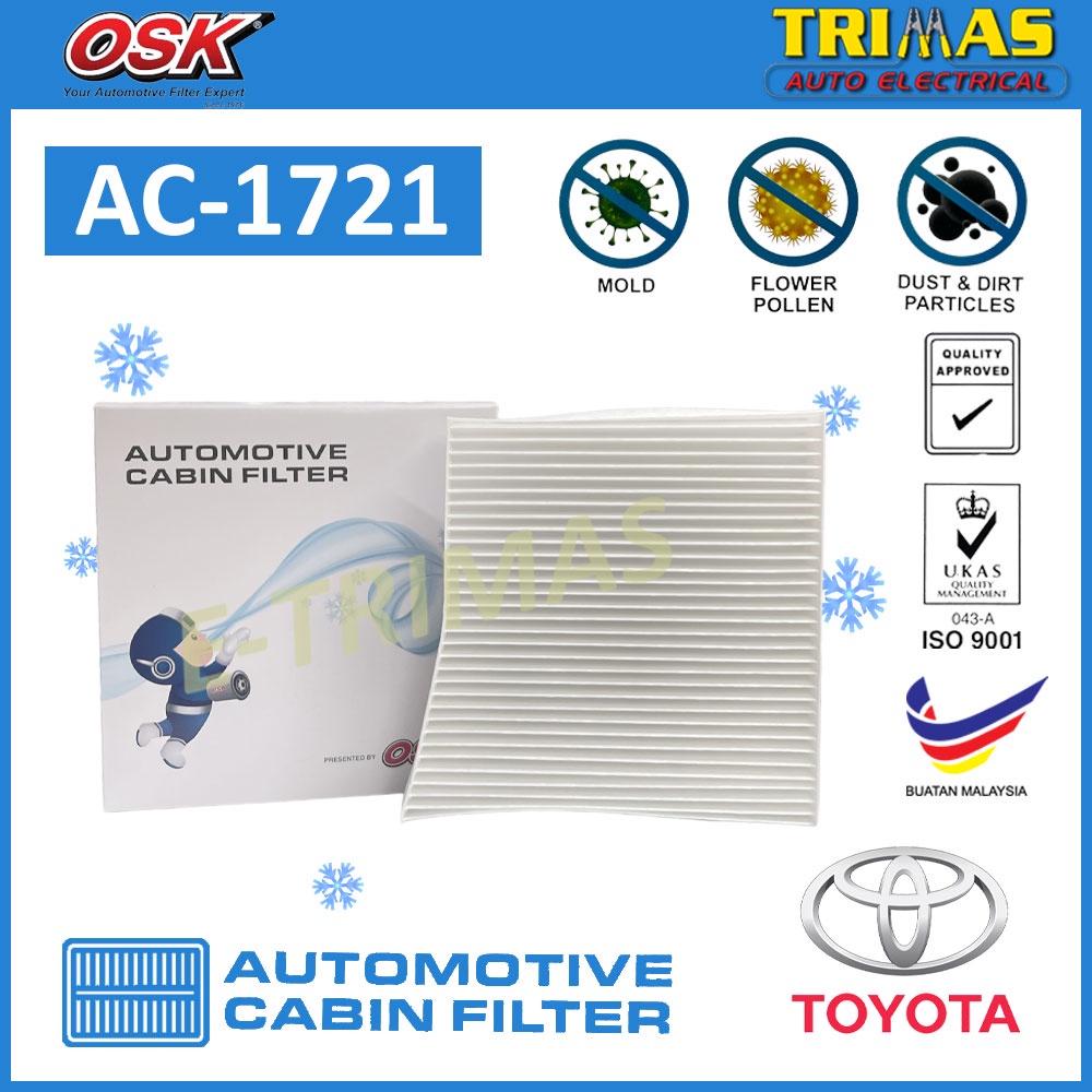 OSK Cabin Filter Toyota Hilux Vigo Hiace Innova Prius Fortuner Slanting ...
