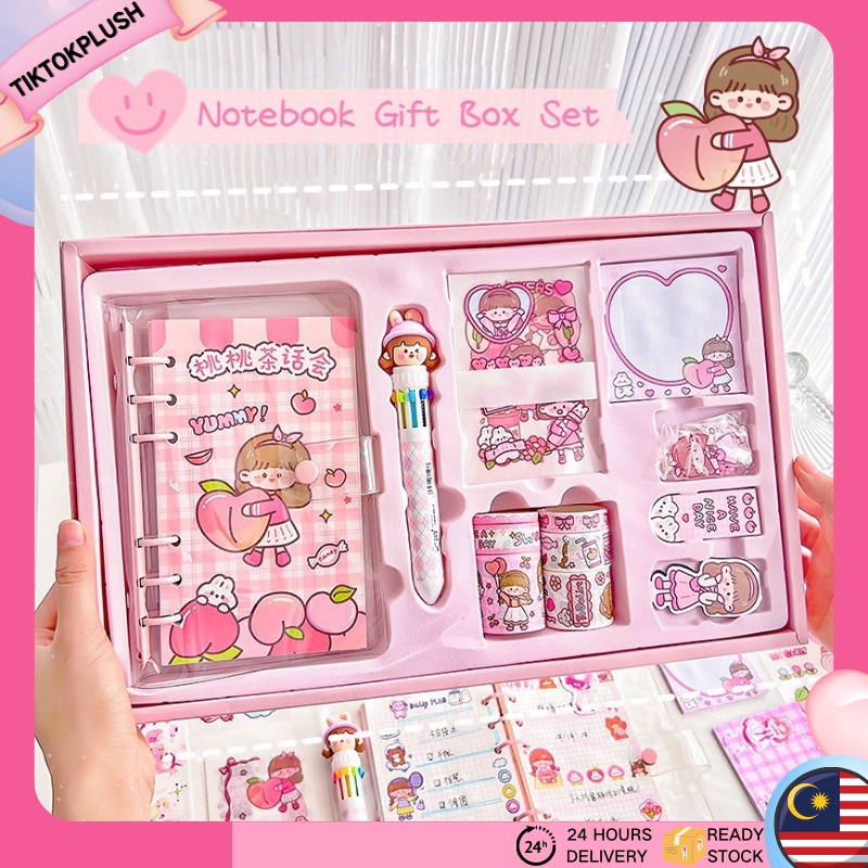 Diary Notebook A6 Book Set Gift Box Cute Stationery Girl Kids Journal ...