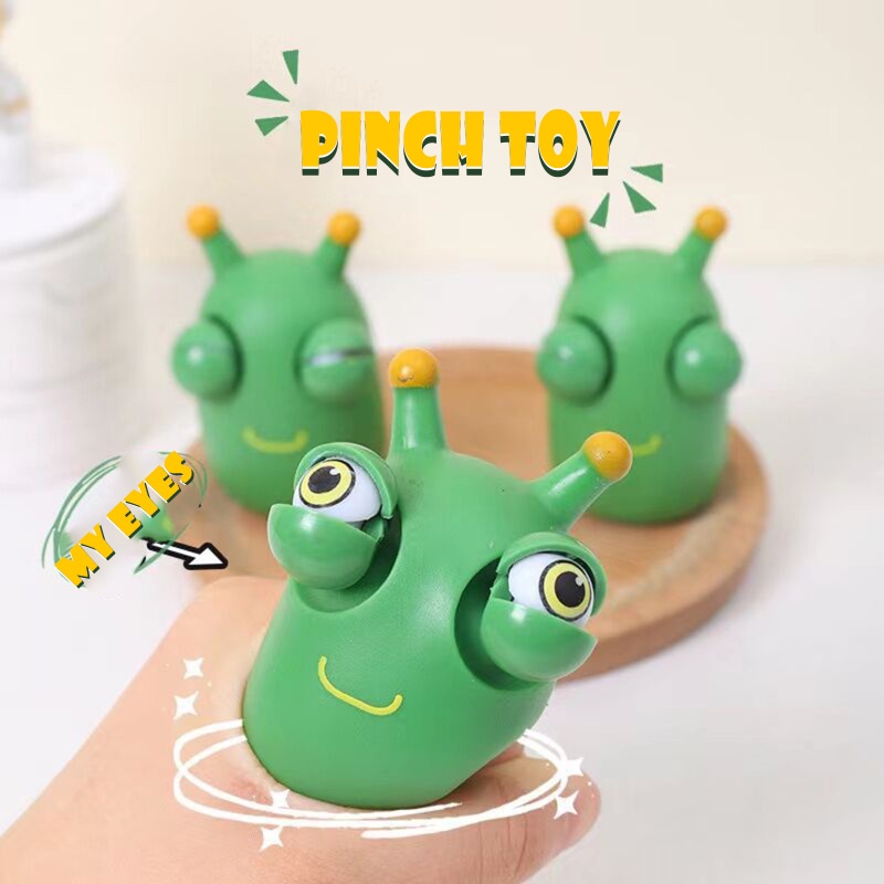Funny Grass Worm Pinch Toy Novelty Eye Popping Worm Squeeze Toy Squeeze ...