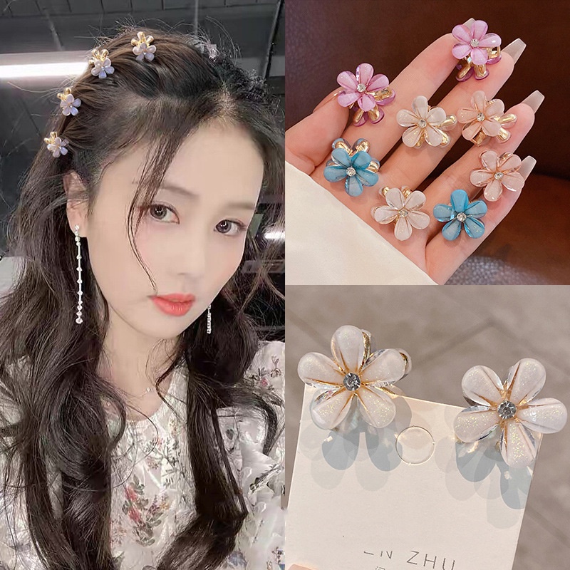 Exquisite flowers mini trumpet grabbing sweet hair clip female side ...