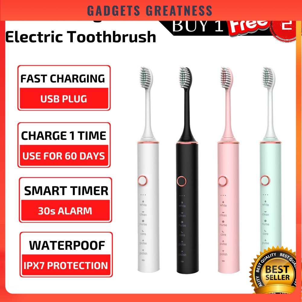 GG Electric Toothbrush Waterproof Tooth Brush Rechargable Vibration ...